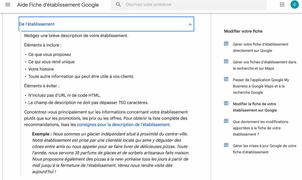 Optimiser la description de Google My Business (la fiche d’établissement Google)